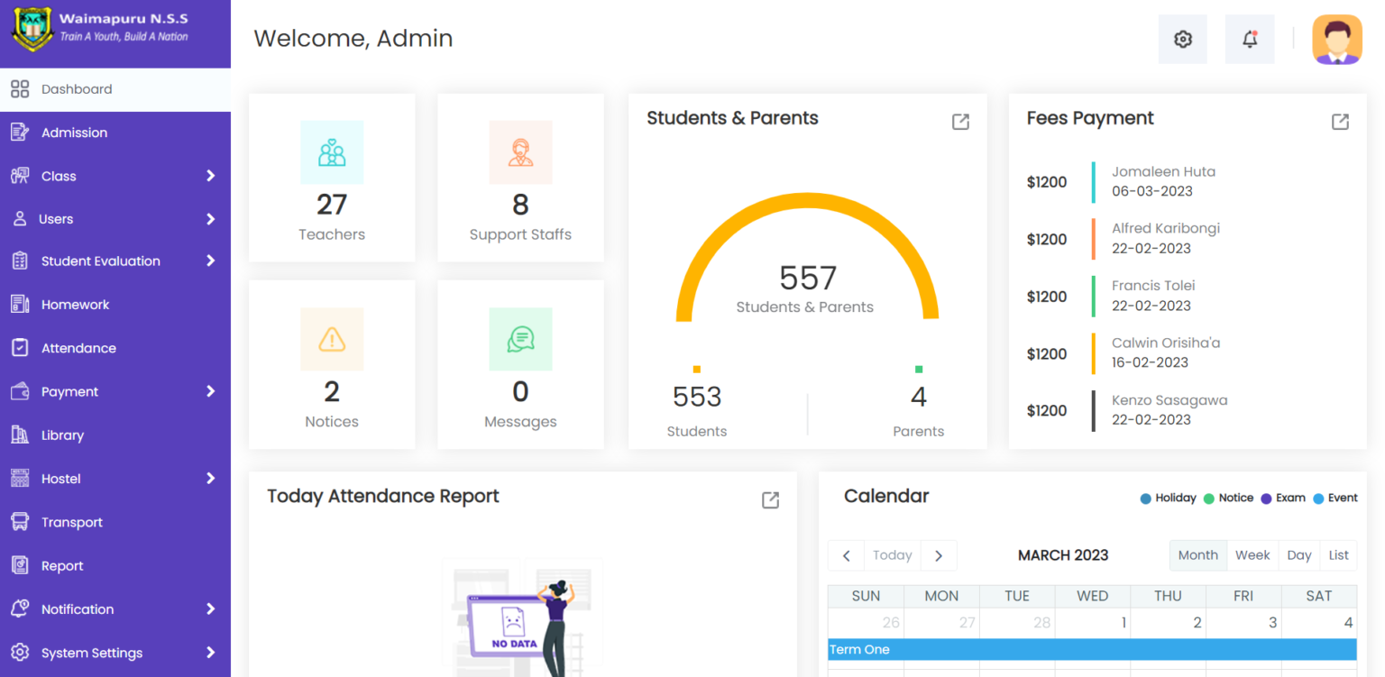 W.N.S.S Goes Live With It's School Management System - WNSS